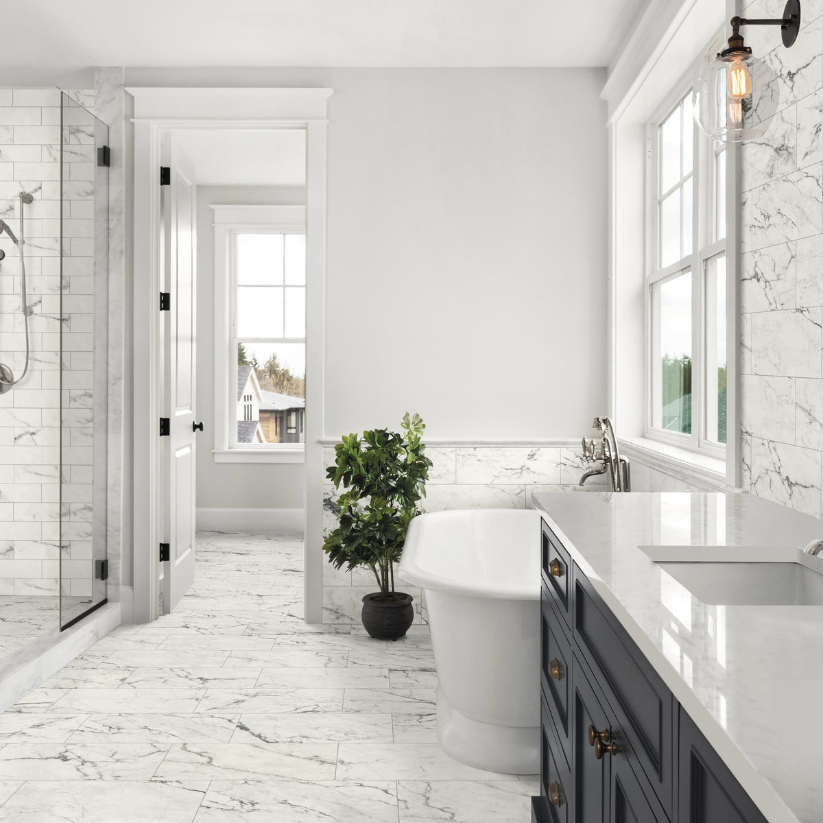 white bathroom tile patterns